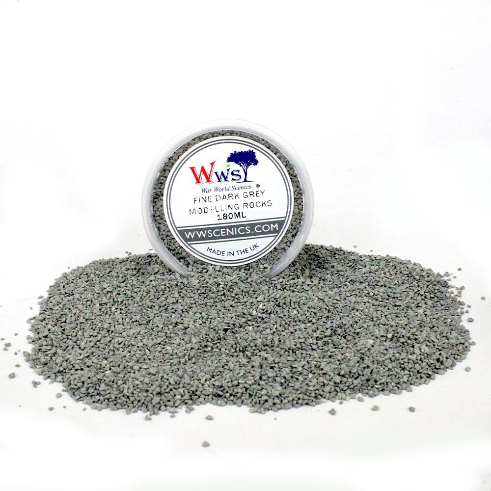 WWScenics Fine Dark Gray Modelling Rocks 2mm | 180ml Tub | Wargame Scenery & Basing Material