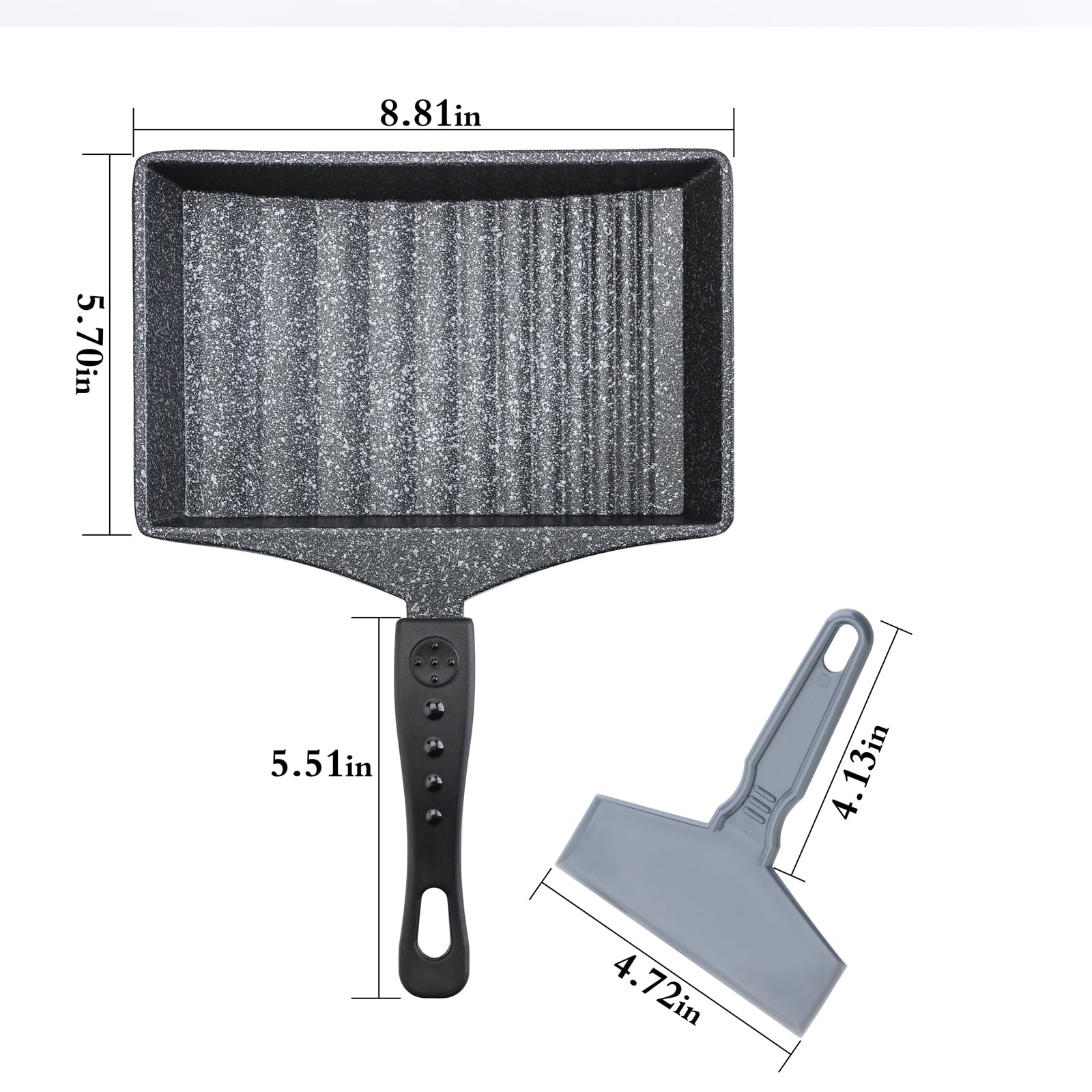 MOSYONE Tamagoyaki Pan, Japanese Omelette Pan, Square Non-Stick Egg Pan, Japanese Cookware for Omelette, Black