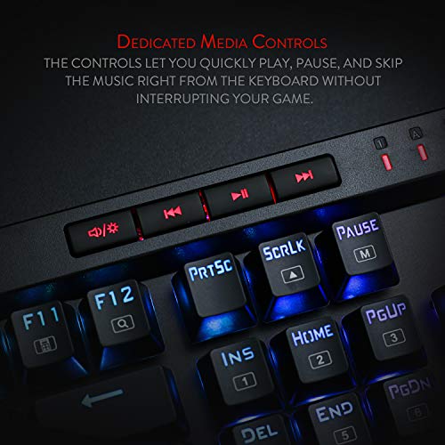 Redragon K580 VATA RGB LED Backlit Mechanical Gaming Keyboard with Macro Keys & Dedicated Media Controls, Onboard Macro Recording (Blue Switches)