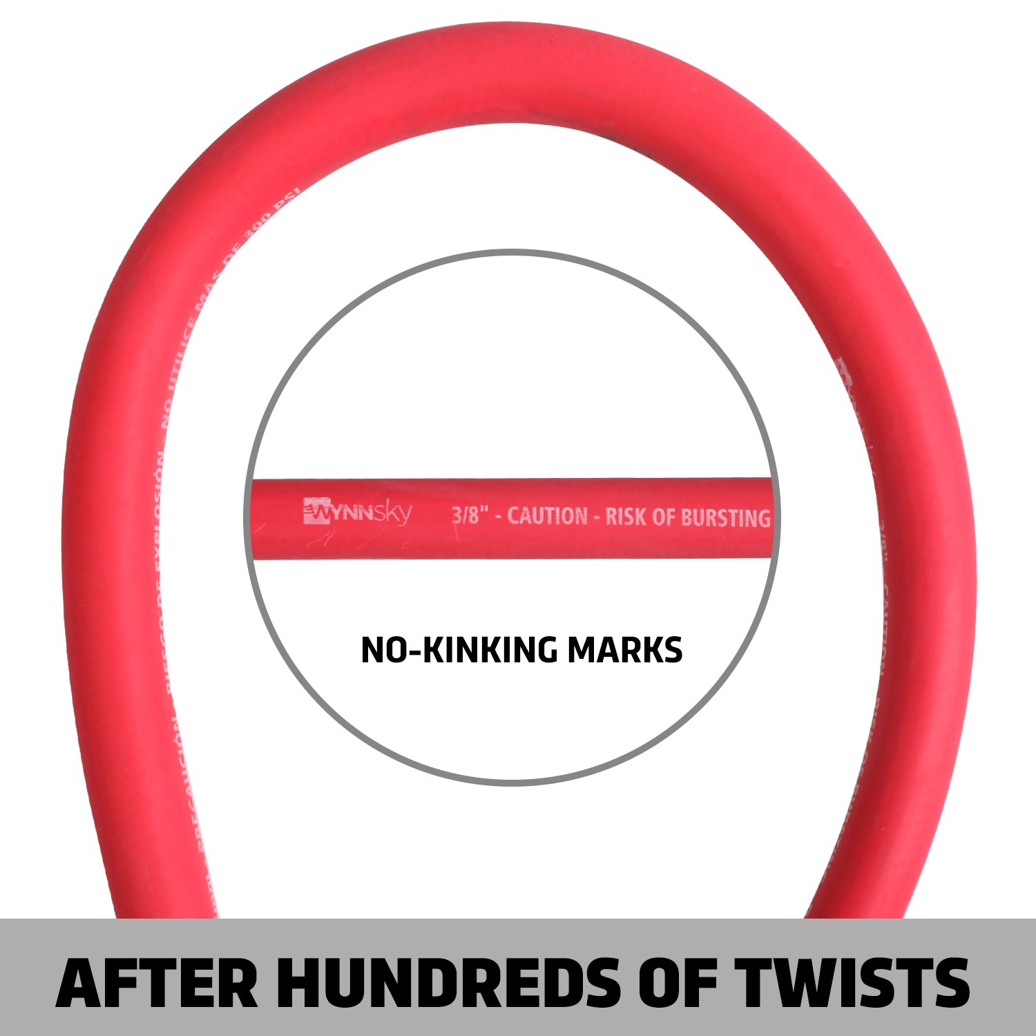 WYNNsky Rubber Lead-in Air Hose, 3/8" X 30" (1/4 in. MNPT Ball Swivel x 1/4 in. FNPT Ends), 300 PSI, Red Heavy Duty Air Compressor Lead- in Hose