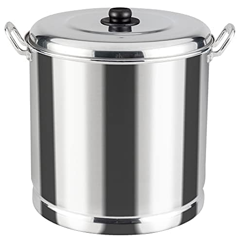 Vasconia Steamer Pot with Tray and Aluminum Lid β Multi-Purpose Aluminum Large Stock Pot for Tamales, Seafood, Vegetables Soup Pot β 5.3-Quart Stove