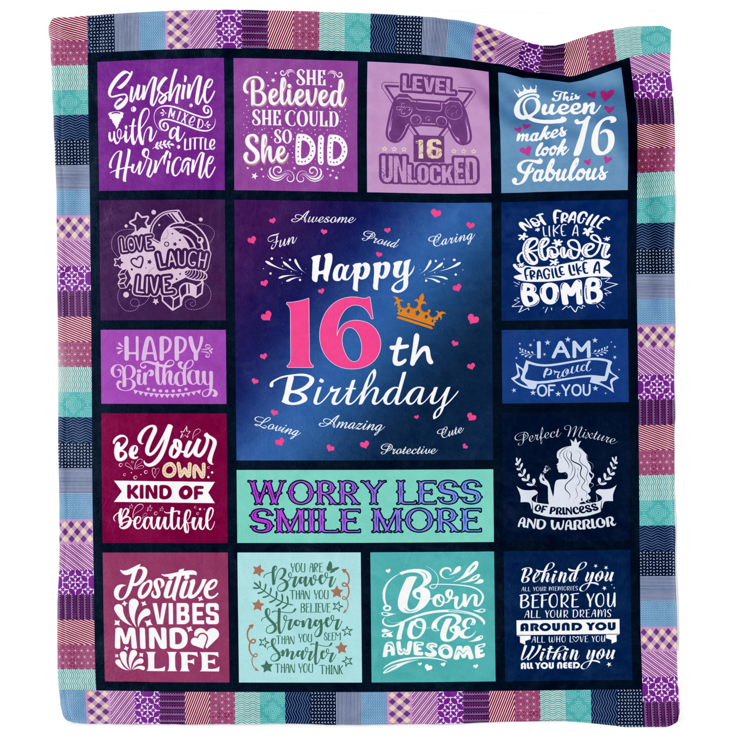 Sweet 16 Gifts for Girls, 16th Birthday Gifts for Girl, 16 Year Old Girl Birthday Gifts, Gifts for 16 Year Old Girl, Sweet Sixteen Gifts for Girls, 16th Birthday Decoration Blanket Throw 60"X50"