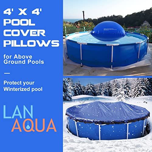 LanAqua 4 x 4 Ft Pool Pillows for Above Ground Pools,0.4mmThick Winter Pool Pillow for Closing,Super Durable PVC & Strong Cold Resistant Pool Cover Air Pillow,Rope Included (55ft)