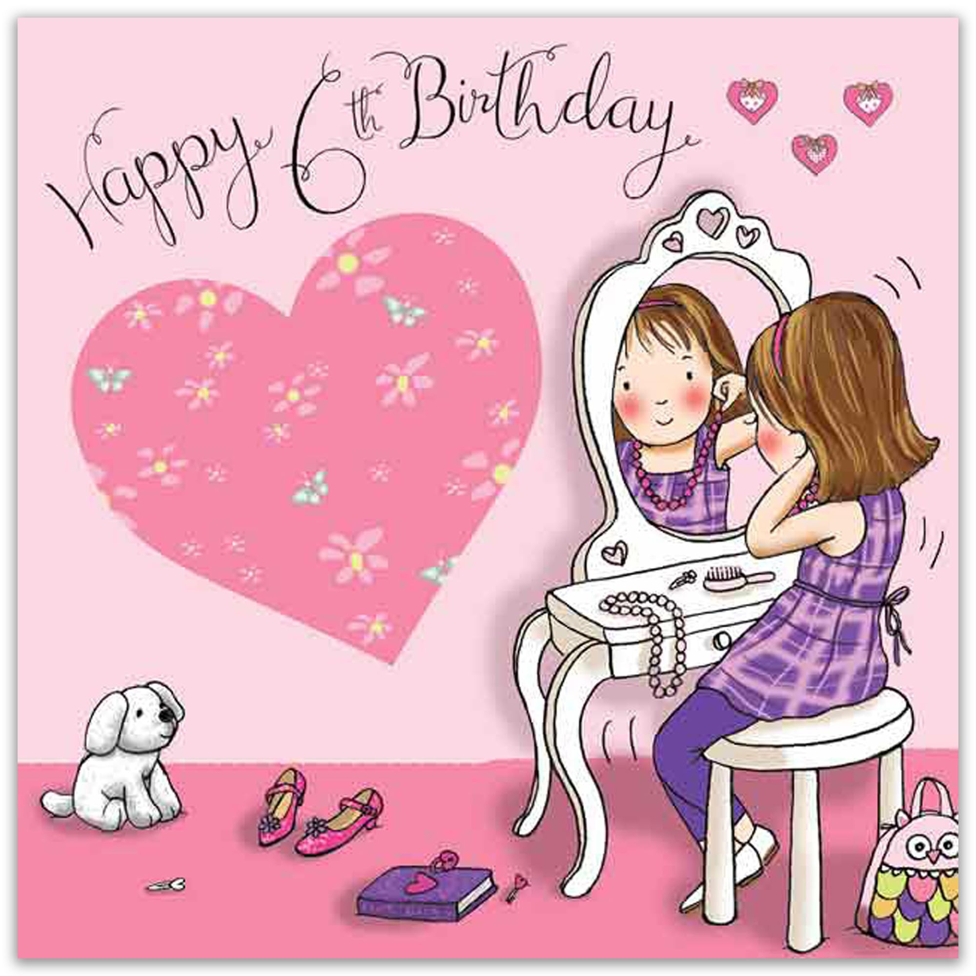Twizler Happy 6th Birthday Card, Multicolor, 6.1 x 6.1 in