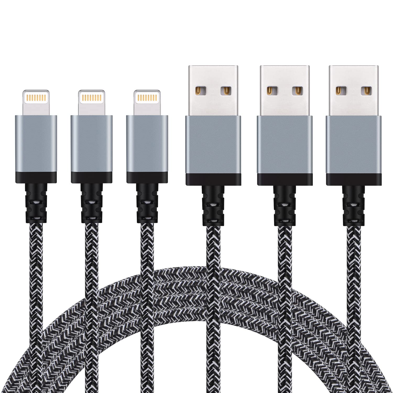 Lightning Cable, 3 Pack 6FT [Apple MFi Certified] Nylon Braided iPhone Charging Cable Compatible with iPhone 13/13Pro Max/13 Mini/12/12mini/12Pro/11/11Pro/X/Xs Max/XR/8