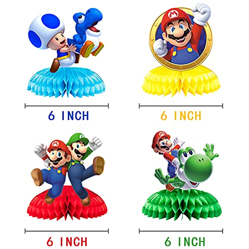 OU RUI 7Pcs Mario Honeycomb Style Centerpiece Mario Themed Party Supplies Mario Birthday Party Desktop Decoration