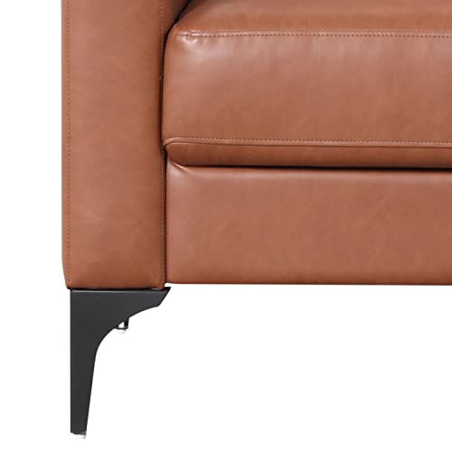 Serta Triton 78” Stationary Sofa, Modern Decor Love Seat Couch Living Room, Upholstered Faux Leather Sofas Furniture, Solid Easy to Install Couch for Bedroom, Caramel Brown