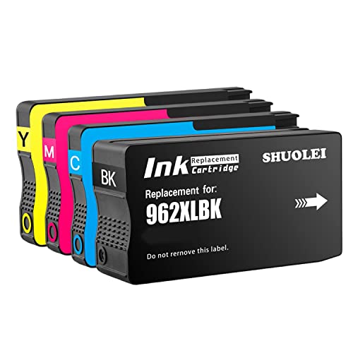 SHUOLEI Remanufactured 962XL Ink Cartridges Compatible with HP 962 XL 962XL Ink Cartridges Combo Pack Work with HP OfficeJet Pro 9015 9025 9010 9018 9012 9020 9022 9026 9027 Printers (4 Pack)