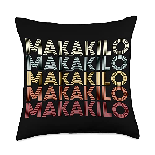 Makakilo Hawaii Makakilo HI Retro Vintage Text Throw Pillow, 18x18, Multicolor