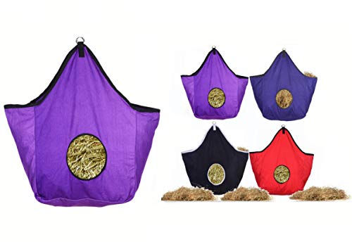 WESTRIDE Nylon Large Horse Hay Bag with D Ring Heavy Duty Extra Wide Width 19" L x 19" H x 12W(Purple)