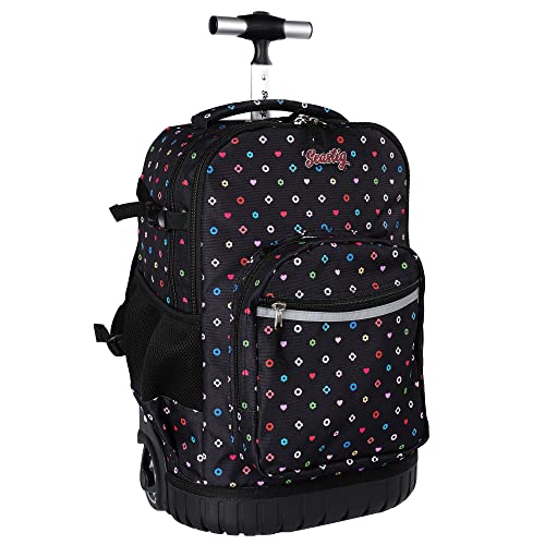 seastig Rolling Backpack 18in Wheeled Backpack Roller Backpack Carry-on Bag Laptop Backpack for Adults Kids School Trip