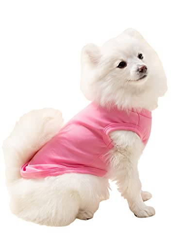 QWINEE Dog Shirt Vest Dog Tank Top Puppy Dog Cat Basic Tee Shirts Clothes for Small Medium Dogs Kitten Kitty Pink L