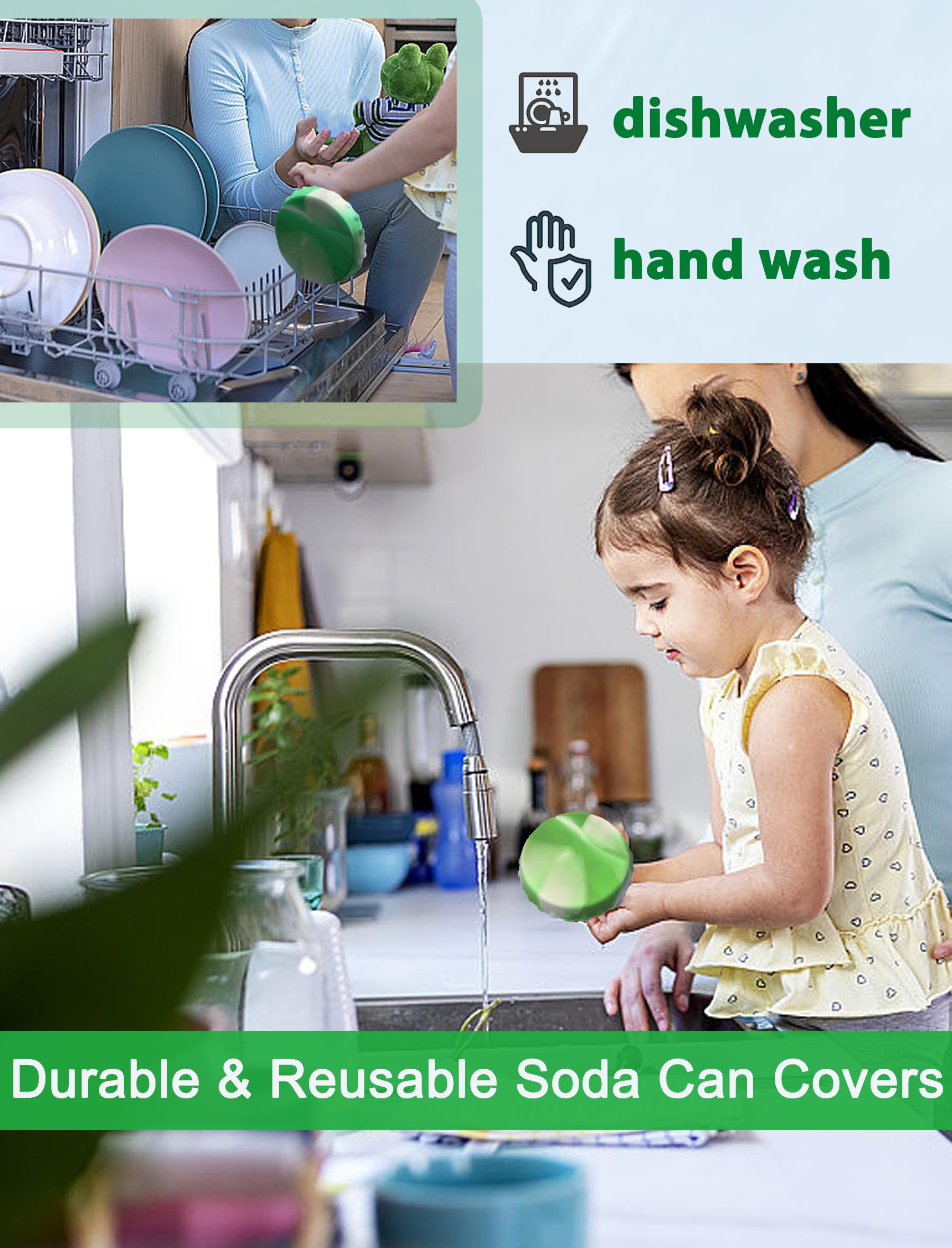 Soda Can Covers Lids, 6 Pack BPA-Free Can Cover for Soda Lid, Reusable Pop Can Lid Beer Can Covers, Silicone Soda Can Lids for Carbonated Beer Juice Beverages Energy Drinks, Fits Standard Soda Cans