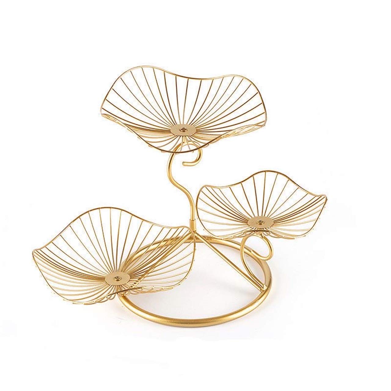 LANDTOM® Metal 3-Tier Fruit Basket Holder Decorative Fruit Bowl Stand, Gold (Type A)