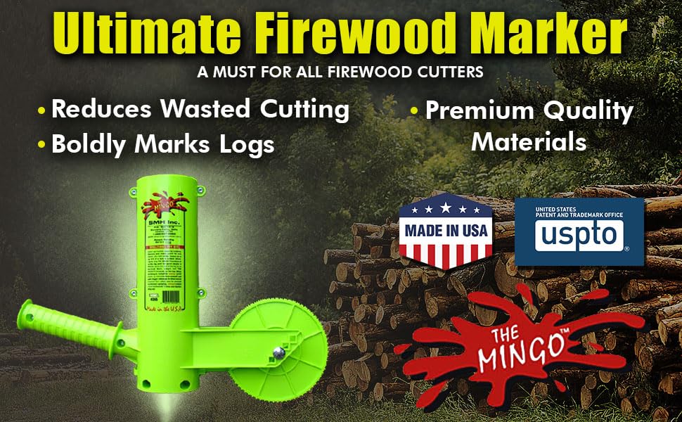 Mingo Marker Firewood Bundle - Chainsaw accessories - Firewood Measuring Tool - Log Holder for Cutting Firewood - Logging Tools and Equipment - Includes 14" 16" and 18" Wheel Marker and Extra Trigger