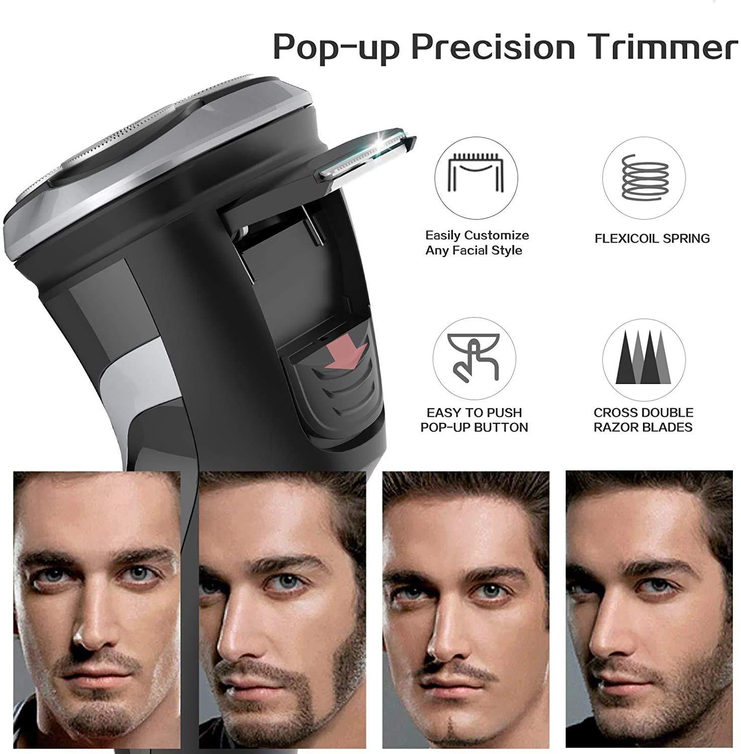 MAX-T Men Electric Razor, Rechargeable Wet & Dry Rotary Electric Shaver for Men (Blue)