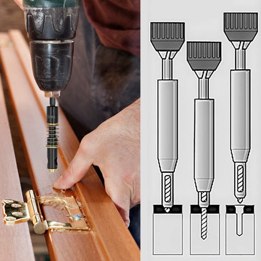 MOPNTT Black Hinge Drill Bits, Self Centering Hinge Drill, Hex Shank Center Drill Bit, Door Window Cabinet Centering Drill Bits Hinge Opening Tool (1/4 Inch)
