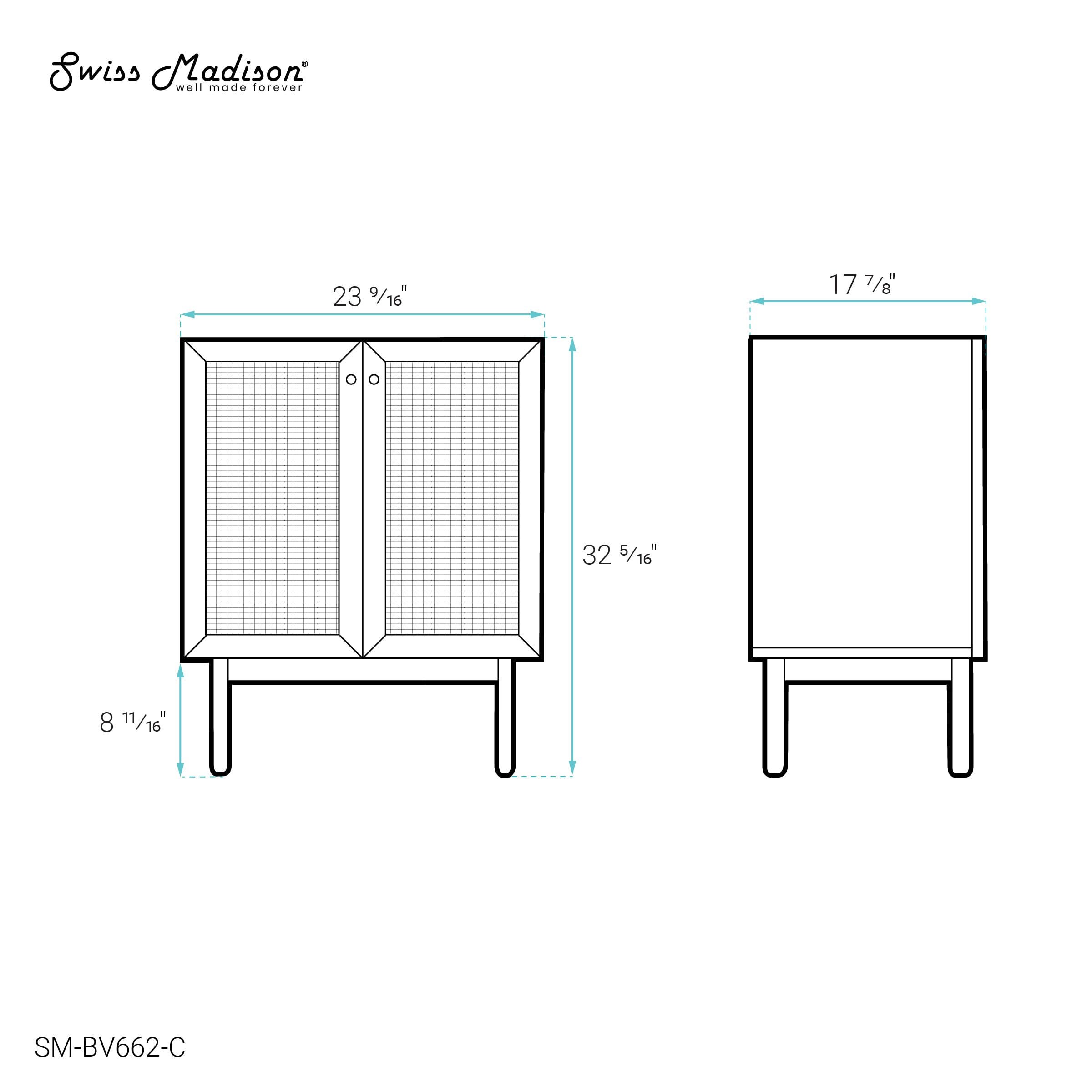 Swiss Madison Classe 24" Bathroom Vanity in Oak Cabinet Only Bath Sink Cabinet Sink Included