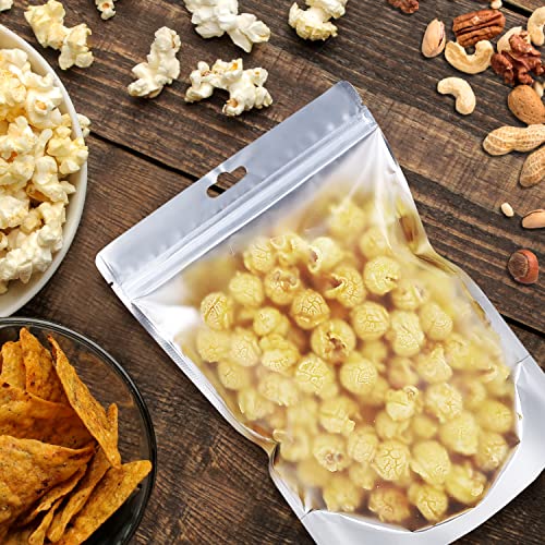 Resealable Bags, Mylar Bags Smell Proof Bags with Clear Window,Packaging Bags for Storage Coffee Beans, Cookie, Lipstick, Candy,White