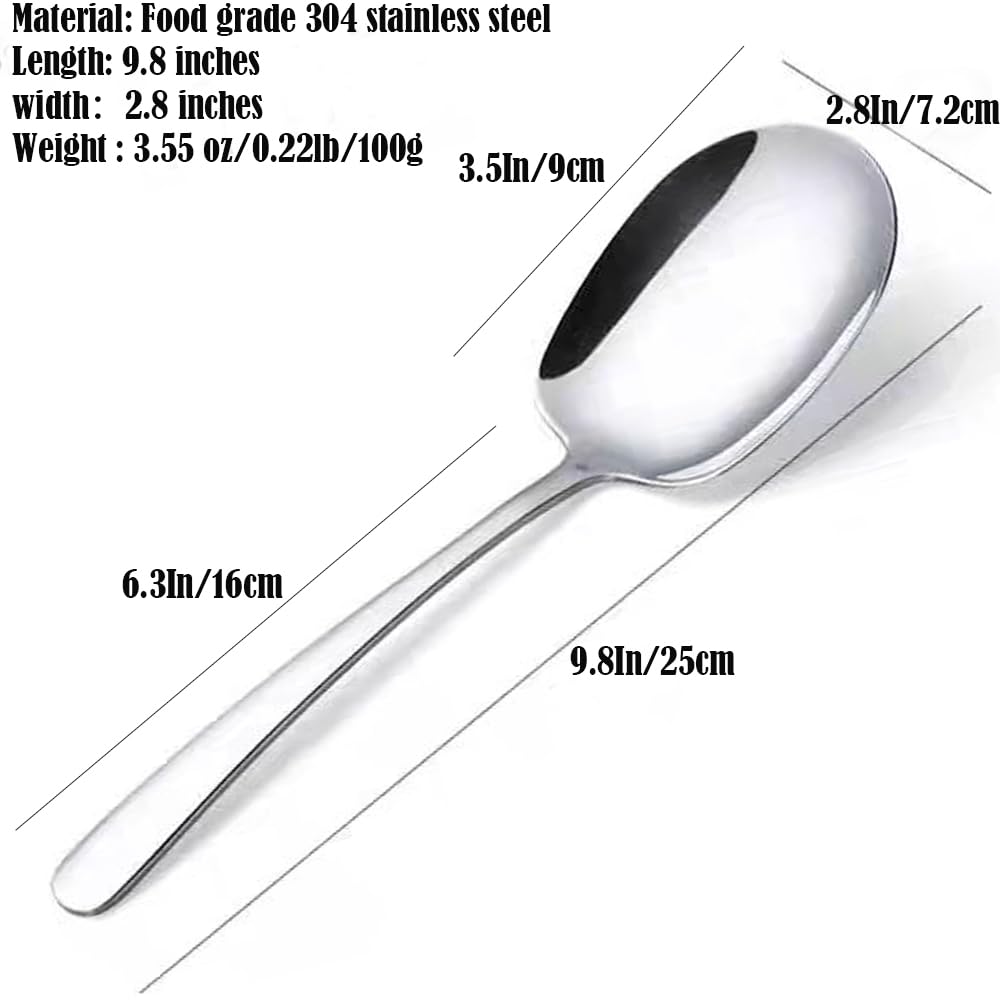 SIAIQIANG X-Large Serving Spoons Set,Foodgrade 18/8 Stainless Steel Serving Spoons,9.8 Inch Large Serving Utensils of Spoons Set,Serving for Salads Pasta Platters Mashed Potatoes Buffets Etc (2 pc)