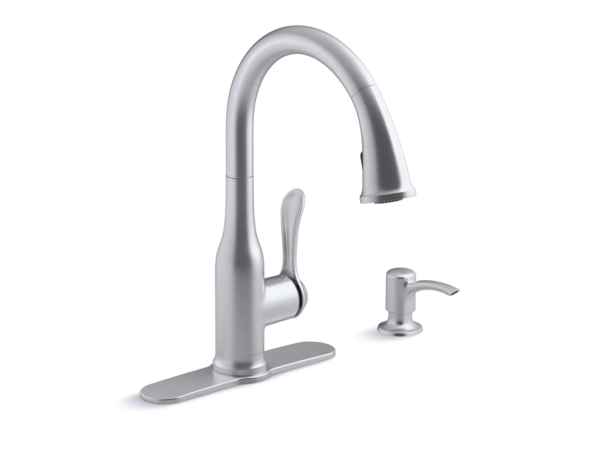 Kohler R23863-SD-VS Motif Kitchen Faucet with Pull Down Sprayer and Soap Dispenser, Vibrant Stainless