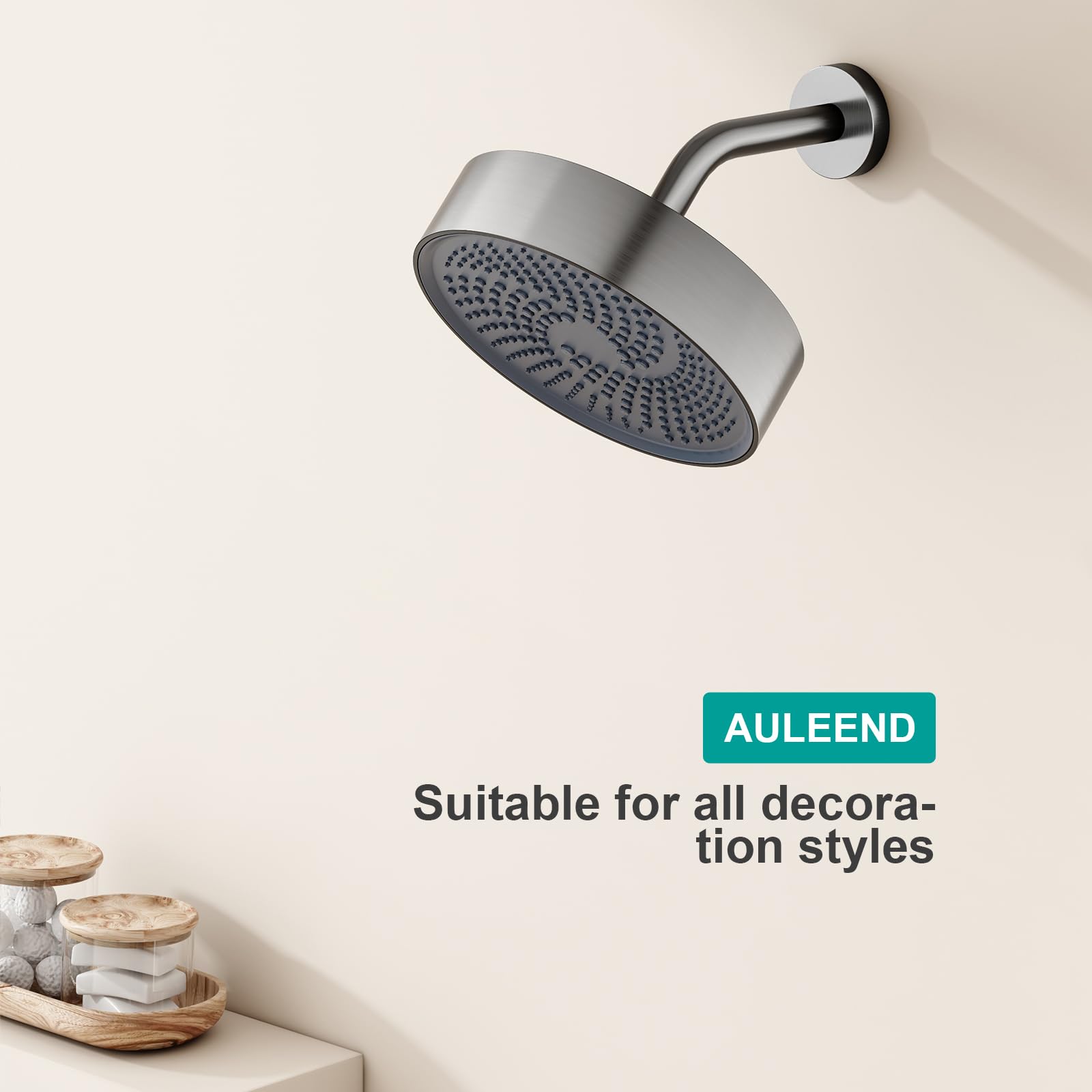 Rainfall Shower Head - 8" Thickened High-Pressure Shower Heads with Anti-Clog Rubber Jets - 360° Rotation Adjustable Shower Head - 1.8 GPM Flow Restrictor Replacement (Brushed Nickel)