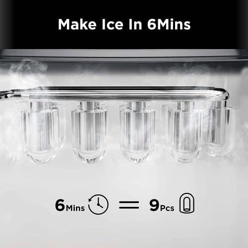 Portable Ice Maker Machine for Counter Top Compatible(Makes 26 lbs of Ice Every 24 Hours-Silver)&20/37 Quart Large Ice Bucket（20/37 Quart Large