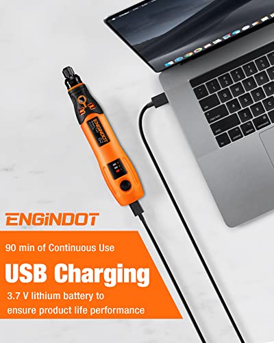 Mini Cordless Rotary Tool kit, ENGiNDOT 3.7V with 32 Accessories, 3-Speed, USB Charging Rotary Tool for Sanding, Polishing, Drilling, Etching,Engraving, DIY Crafts