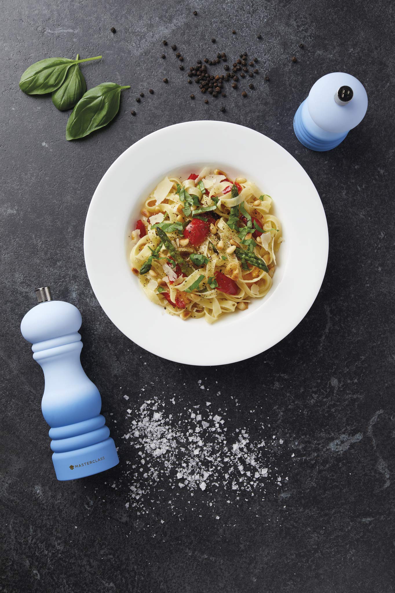 MasterClass Pepper Mill or Salt Grinder with Interchangeable Cap, Plastic, Blue Ombré, 12 cm