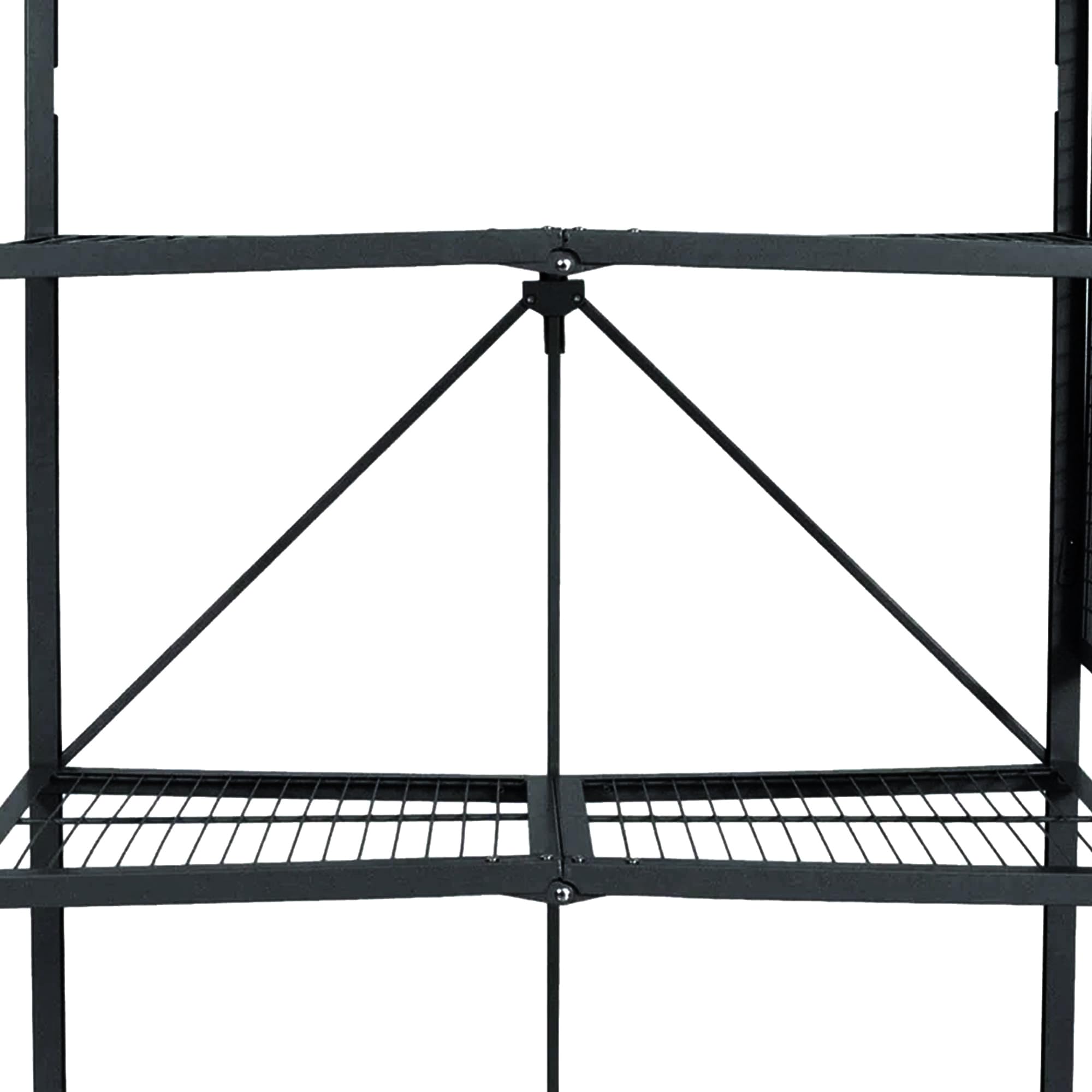 Origami R5 4 Tier Foldable Heavy Duty Metal Storage Rack with Wheels Holds Up to 1,000 Pounds for Kitchen, Garage, or Garden Storage, Black, Renewed