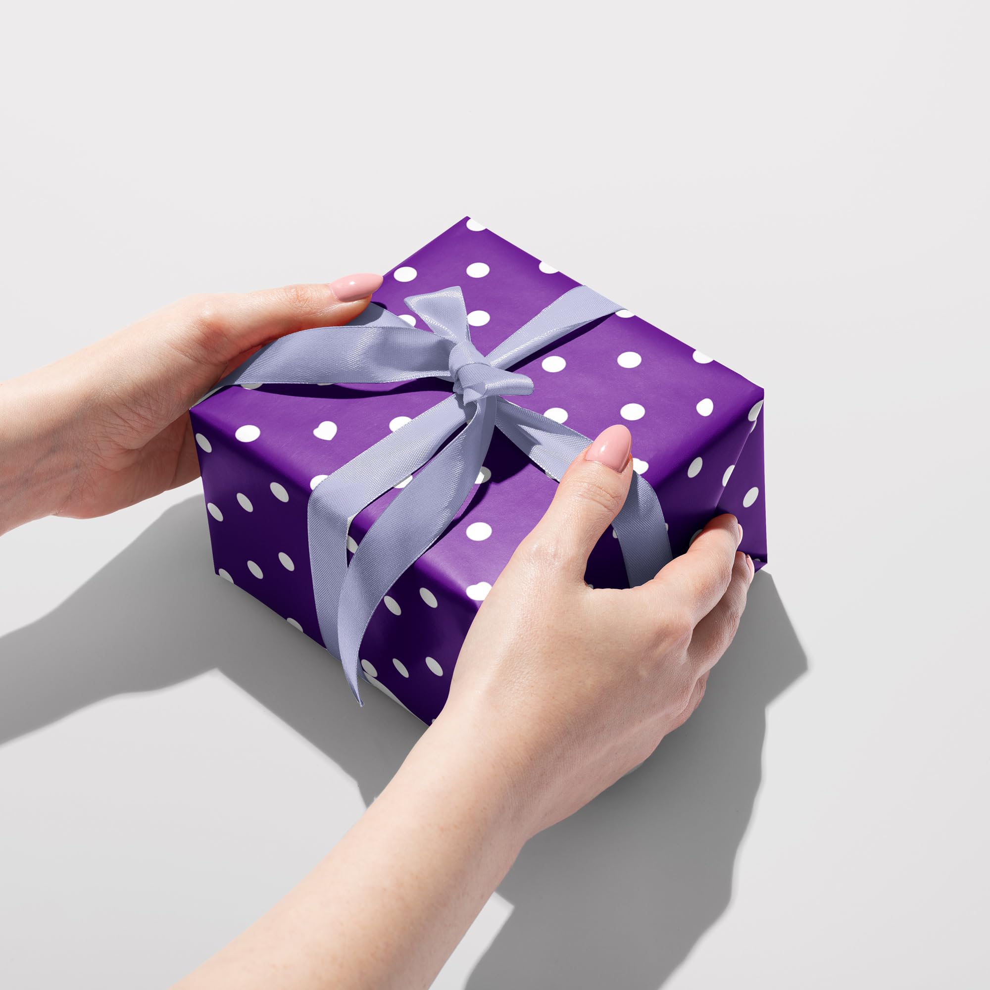 SaringSwoon Purple Wrapping Paper - Gift Wrap With Stripes and Polka Dot Design for Christmas, Birthday, Baby Shower, Wedding, Holiday - 20×29 Inches, 6 Folded Sheets