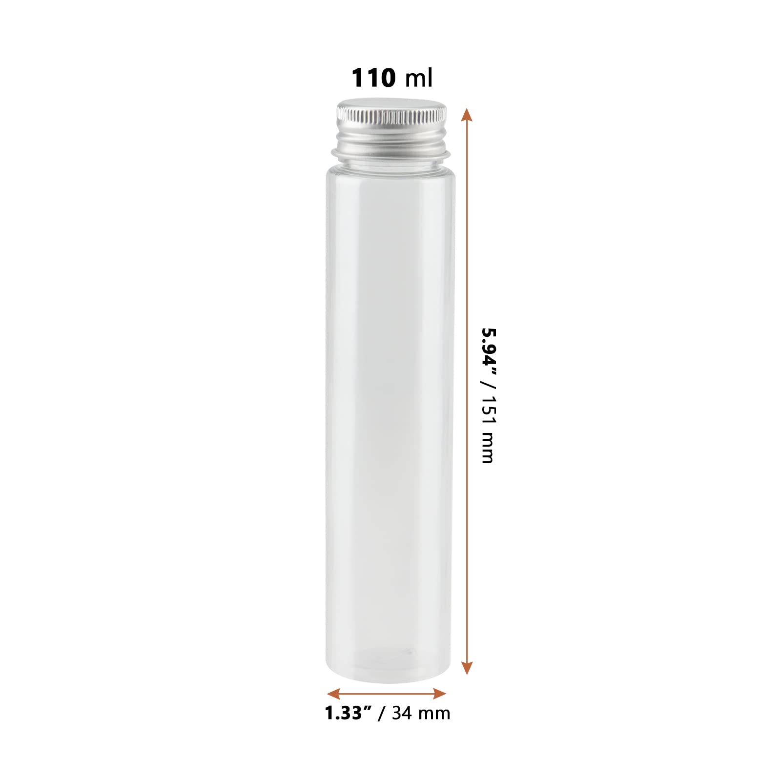 LEXININ 60 PCS 110ml Clear Plastic Test Tubes with Lid, Plastic Test Tubes with Screw Caps, Flat Bottomed Test Tubes