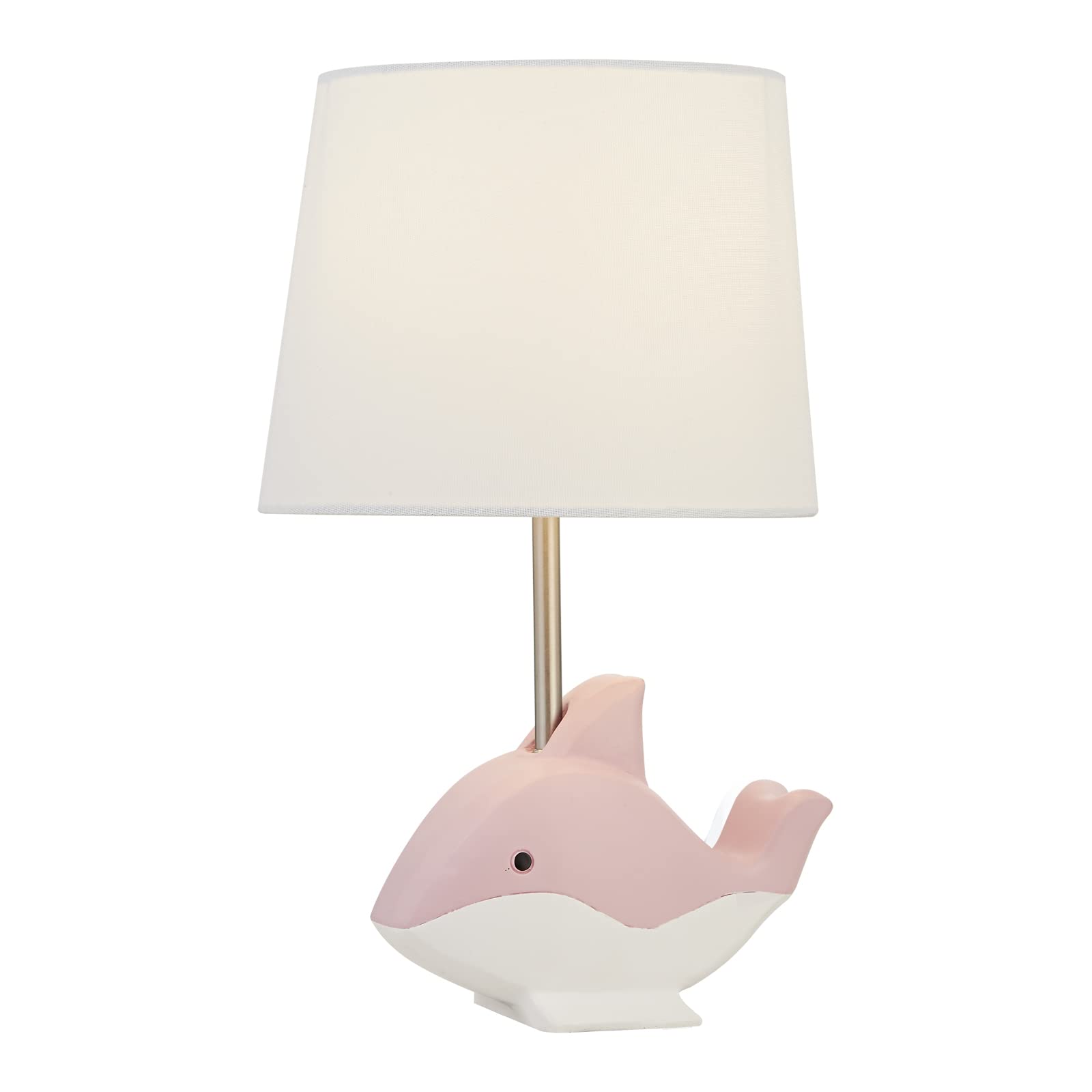 Maxax Desk Lamp, 15'' Pink Dolphin Table Lamp with White Shade for Bedroom, Kindergarten, Preschool