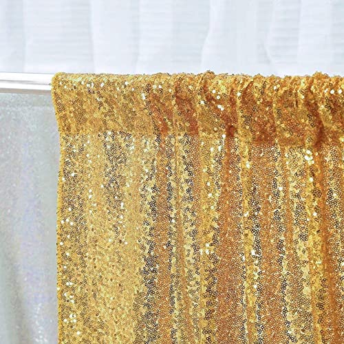 SquarePie Sequin Curtain 2 Panels 2FT x 8FT Gold Backdrop for Wedding Party Christmas