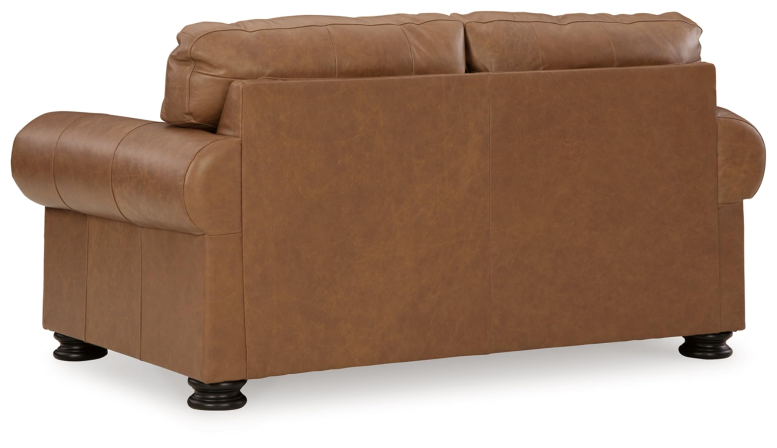 Signature Design by Ashley Carianna Classic Leather Match Loveseat with Nailhead Trim, Dark Brown