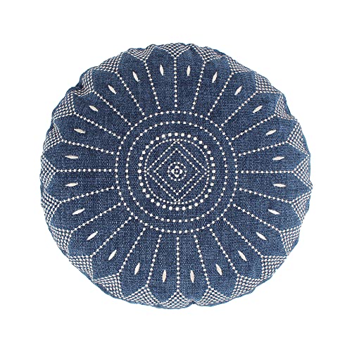 Levtex Home - Bellamy Teal - Decorative Pillow (16in. Round) - Medallion - Navy and White