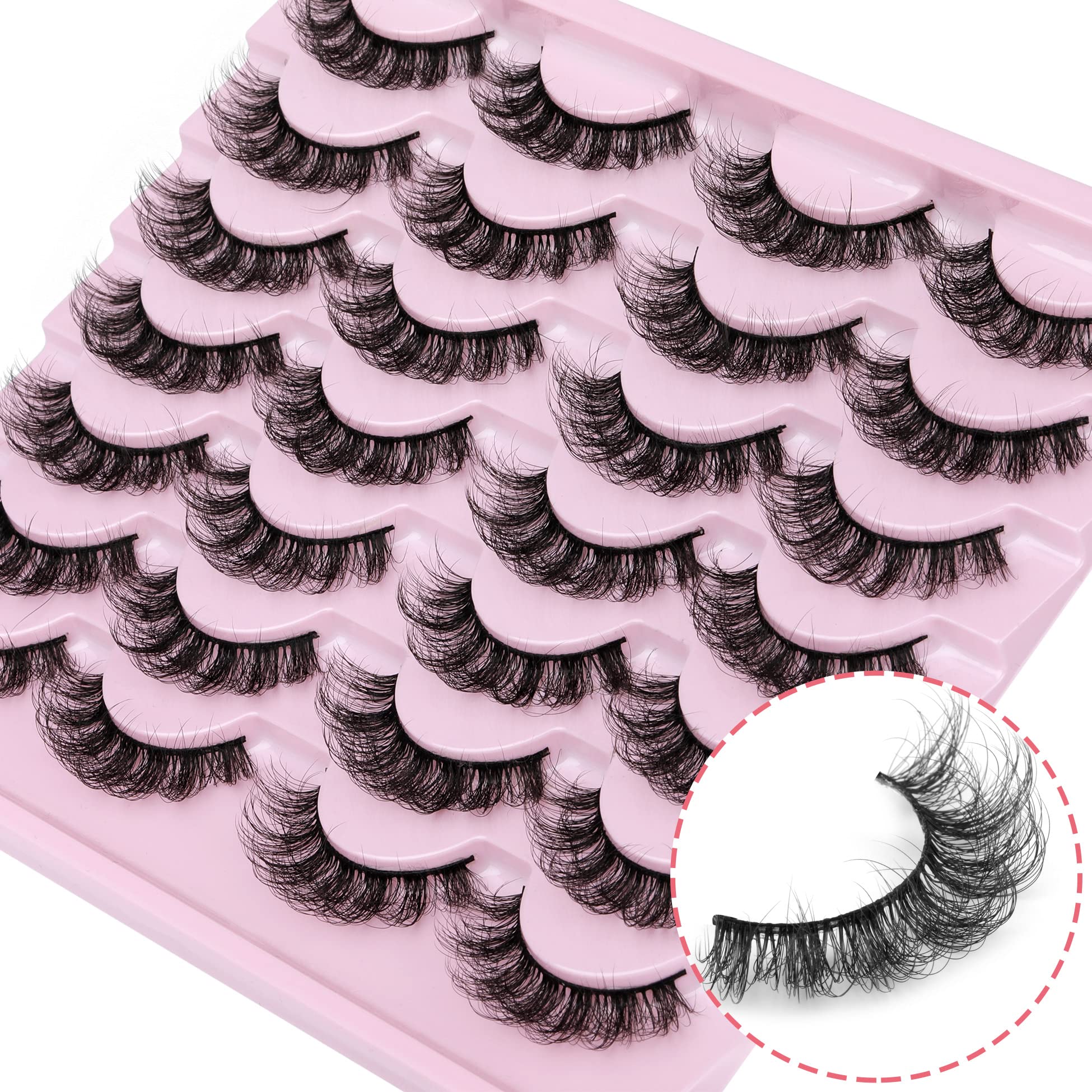 Mink Lashes Natural Look Fluffy False Eyelashes 17mm Wispy Eye Lashes D Curl Fake Eyelashes Pack by EYDEVRO (14 Pairs)