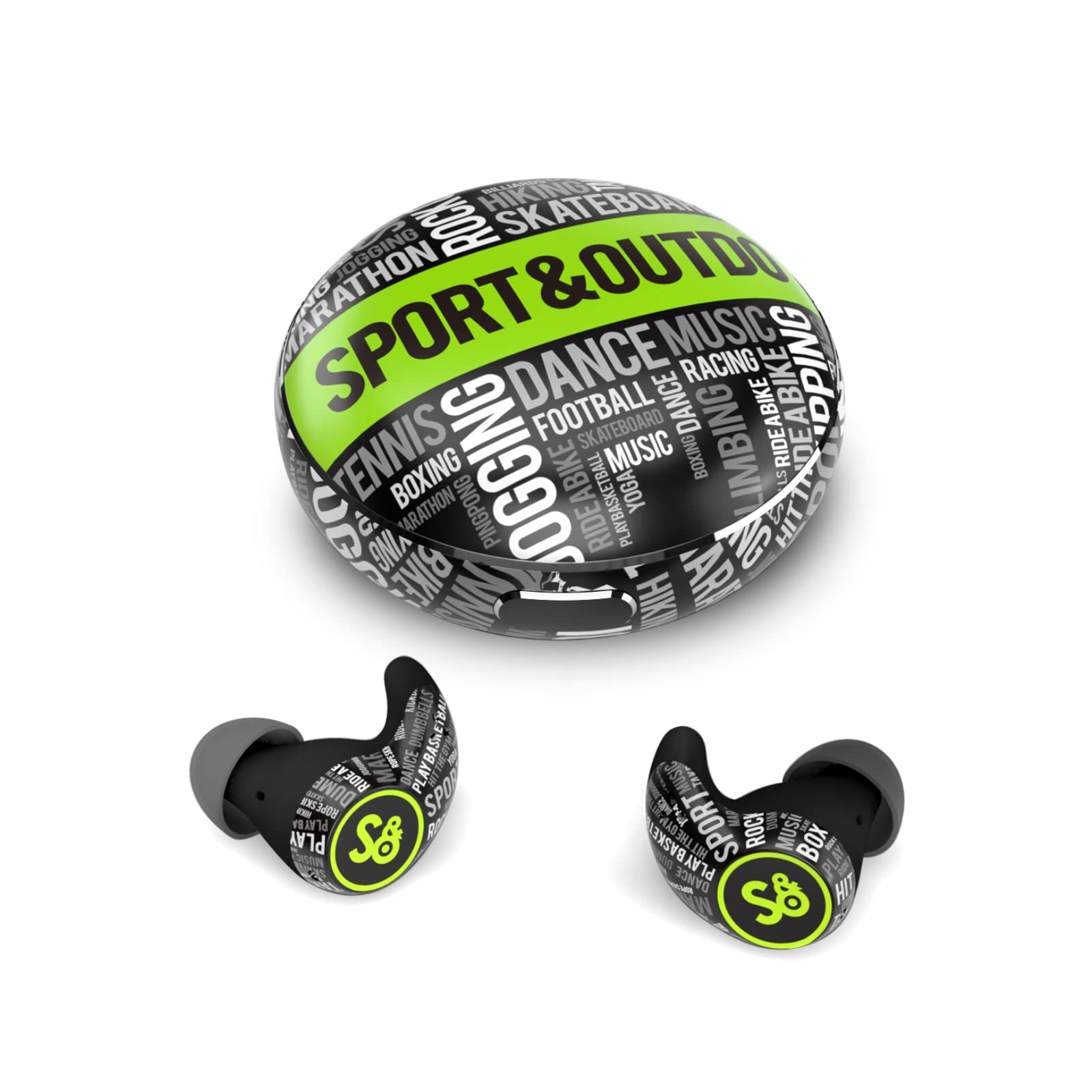 mifo S Active Noise Cancelling True Wireless Earbuds, Bluetooth 5.2 Wireless Sport Headphones, ENC Noise Cancelling, IP67 Waterproof Wireless Earbuds with 3 Modes, Built-in 6 Microphone(Black Green)