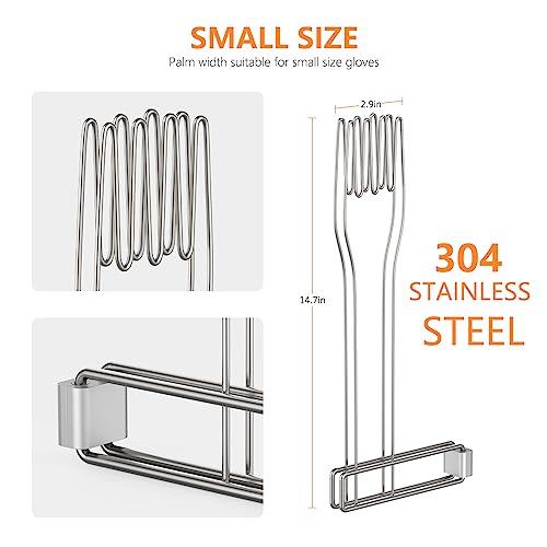 KORRTFID Kitchen Glove Holder,Stainless Steel Kitchen Vertical Glove Support Multi-Purpose Glove Drain Rack,Collapsible Glove Drying Stand,Rubber Glove Drying Rack,Mitten Drying Rack(Small)