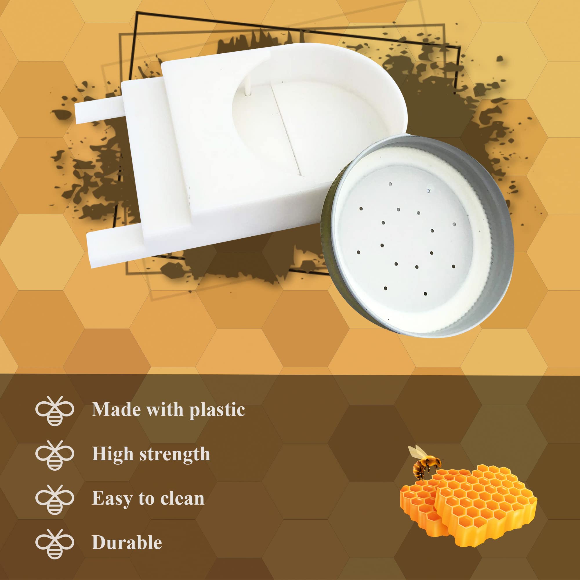 Mama Bee's Homestead Supply 4 Pack Bee Feeders Easy-to-Install Beekeeping Beehive Equipment Perforated Lid Fits Mason and Plastic Jars Water and Sugar Syrup Entry Feeder or Top Dispenser Beekeeping