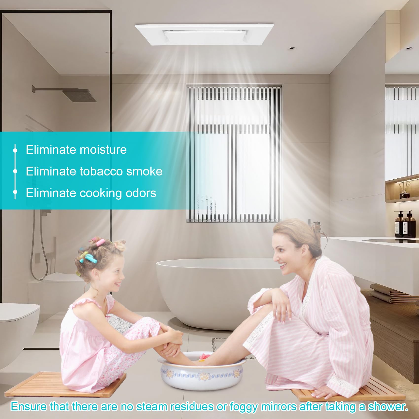 Orsong Bathroom Fan Ceiling Mount Exhaust Ventilation.130 CFM 1.0 Sones 4 Inches Duct Bathroom Exhaust Fan,Very Quiet Ventilation and Exhaust Fan (10 in(Hole Size)),White