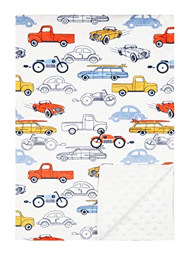 Minky Baby Blanket Plush Mink Blanket Nursery Bed Blanket with Dotted Backing for Baby Boy Baby Girl 30x40 Inches (Car)