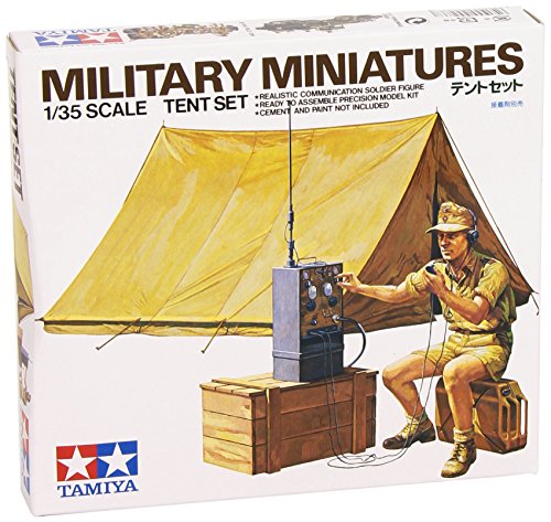 Tamiya 300035074 β 1:35 WWII Diorama Set Tent with Radio (1),Multicolor,Small