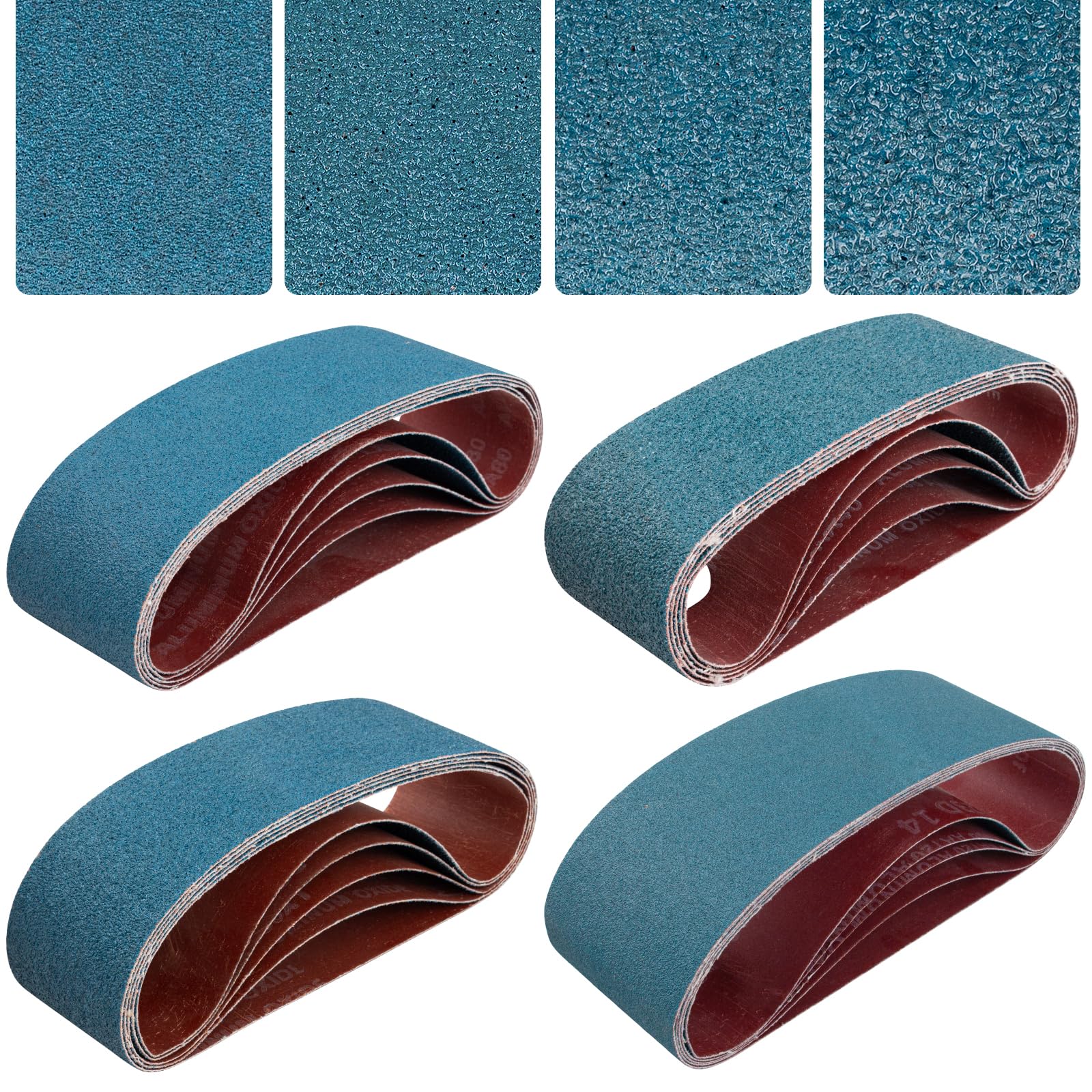 Tanzfrosch 3x21 Inch Belt Sander Sanding Belts Kit 20 Pcs (5 Each of 40/60/80/120 Grits), Zirconia Belt Sander Paper Sanding Belts for Wood, Metal, Cars, and Furniture, 20-Pack