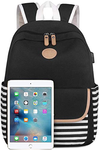 Sugaroom Backpack for Girls, 4 in 1 Girls Backpacks Set Lightweight Canvas School Bag Bookbags with Lunch Box, Drawstring Bag & Pencil Case for Teens