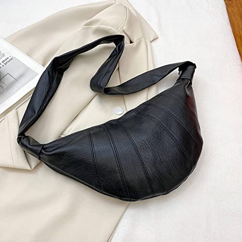 MBETA Dumpling Bag Women's Retro Shoulder Crossbody Waist Bag Korean Style Simple PU Large Capacity Croissant Chest Bag
