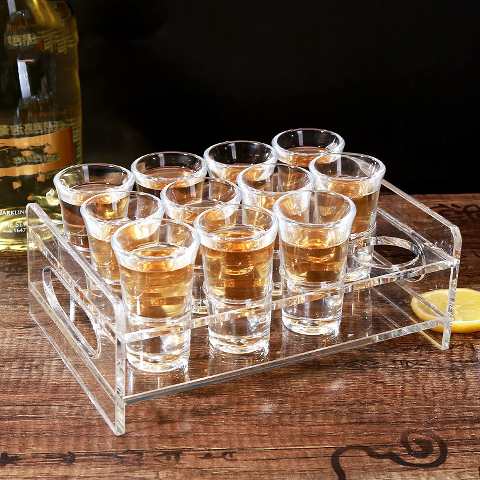 Kichvoe Shot Glass Holder Shot Glasses Bulk Serving Tray Shot Glass Serving Tray Acrylic Cup Rack Organizer for Bar Party-12 Holes