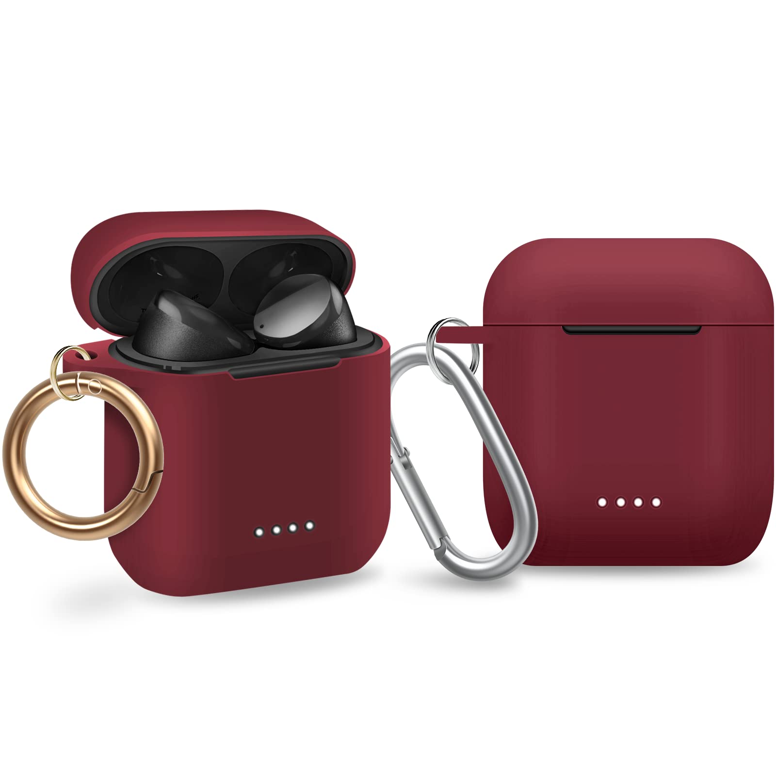 MOLOVA Protective Silicone Case Compatible with Tozo t6, Front LED Visible, Premium Accessory Shockproof tozo t6 Case Cover with Keychain. (Wine Red)