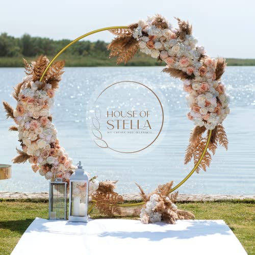 Round Backdrop Stand - 6.6 FT Gold Balloon Arch Stand Round Balloon Arch Frame Set - Durable Circle Metal Frame for Backdrop Storage Bag Rounded Arch Design for Indoor and Outdoor Party Decorations