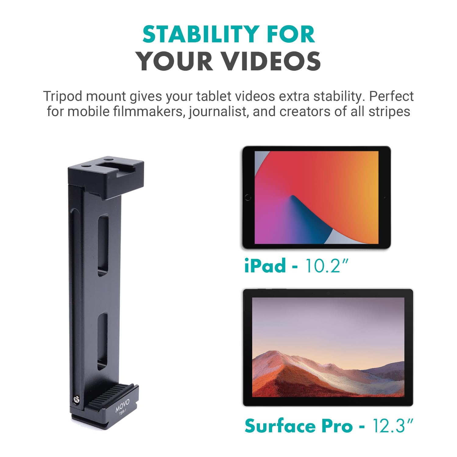 Movo Tablet Vlogging Kit for iPad - iPad Vlogging Kit with Tablet Holder, Compact Tripod, Microphone, LED Light, Cold Shoe Extension - YouTube Starter Kit with iPad Tripod Mount for Video Recording